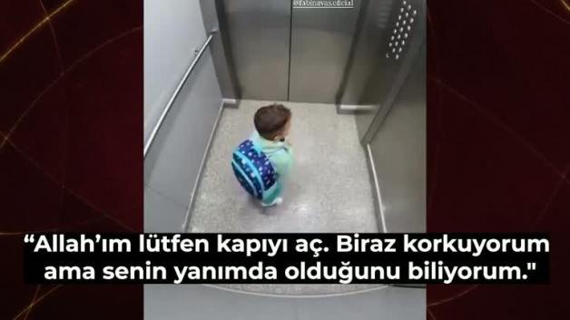 Asansörde mahsur kalan küçük çocuk dua ettiği anlar yürekleri ısıttı ...