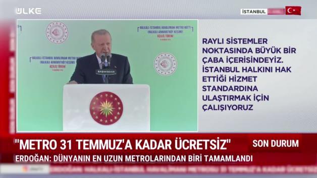Cumhurbaşkanı Recep Tayyip Erdoğan Halkalı-İstanbul metro hattının ...