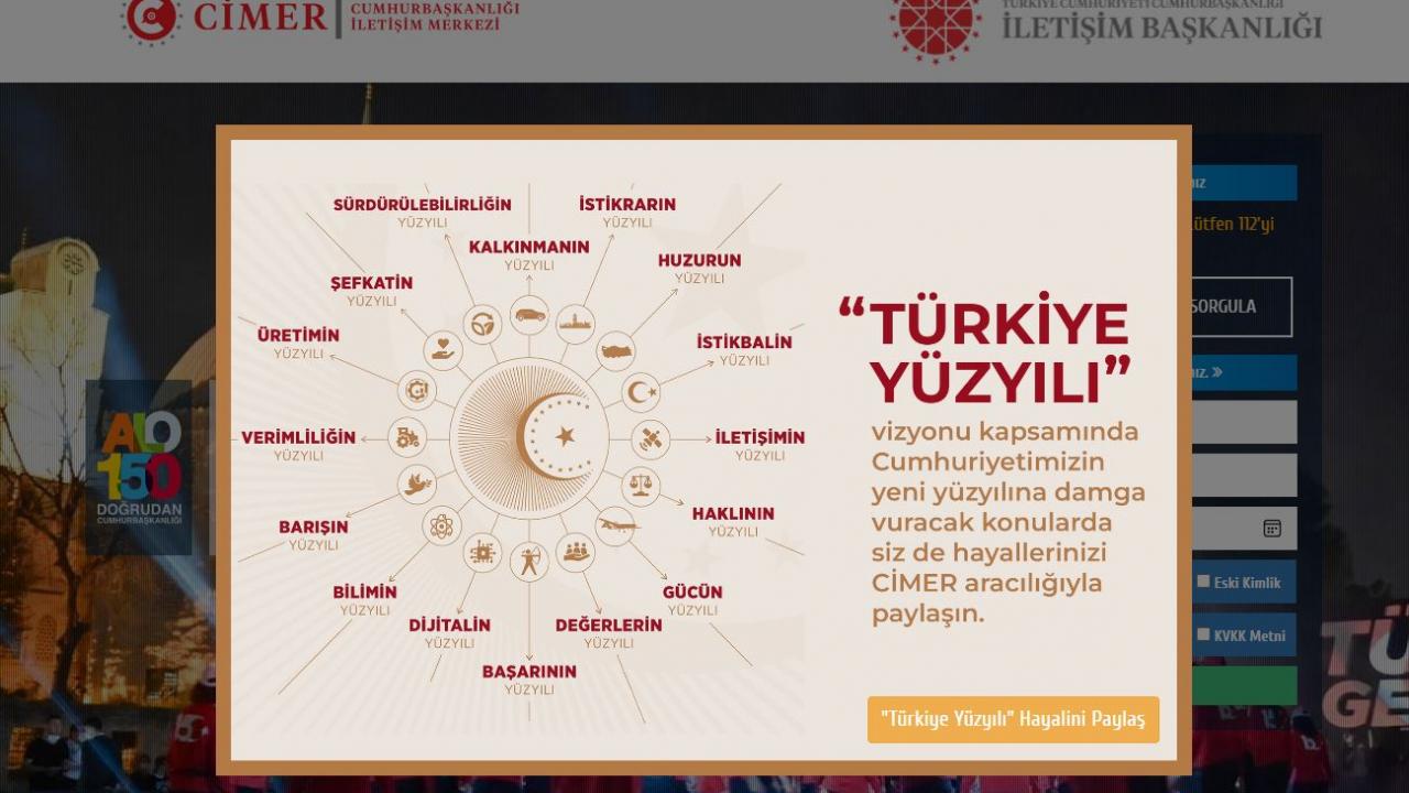 Sizin Türkiye Yüzyılı hayaliniz ne? CİMER'den milyonlara çağrı - Haber ...